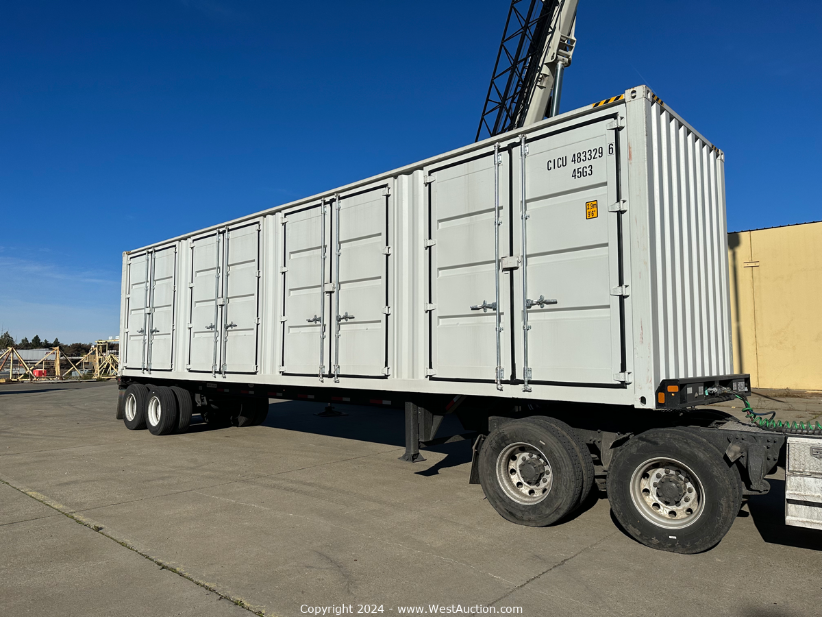 West Auctions - Auction: 40' High Cube Multi-Door Container, Mini Skid ...